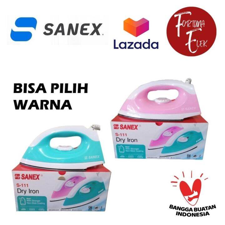 SANEX Setrika Otomatis S 111 / 112 Anti Lengket Pink / Hijau Tosca Jet Spray Semprot Air ...
