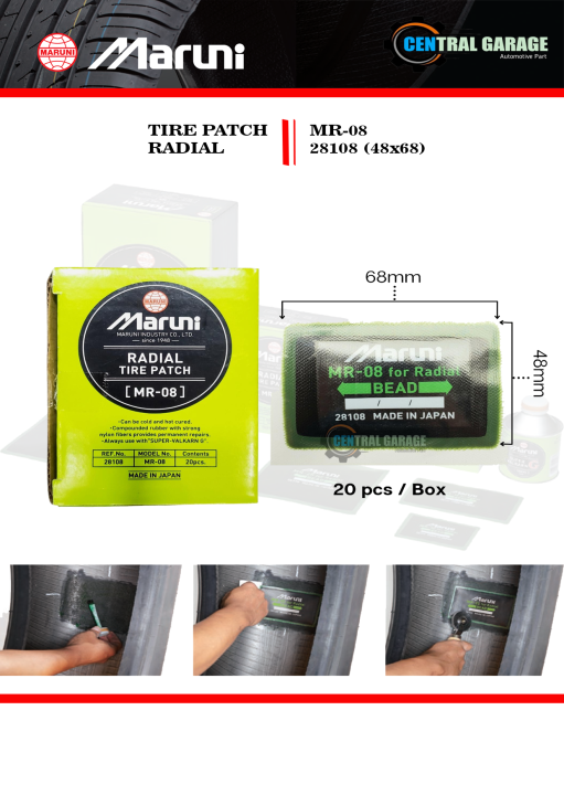 Maruni Radial Tire Patch MR 08 Box (isi 20 pcs) - Karet Tambal Tip Top ...