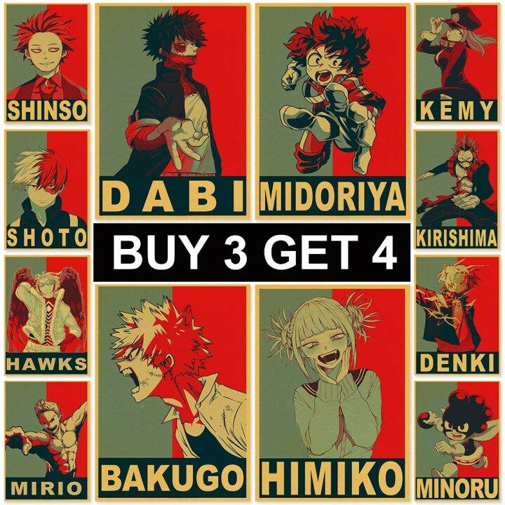 My Hero Academia Poster Anime Painting Bakugou Deku Classic Wall Art ...
