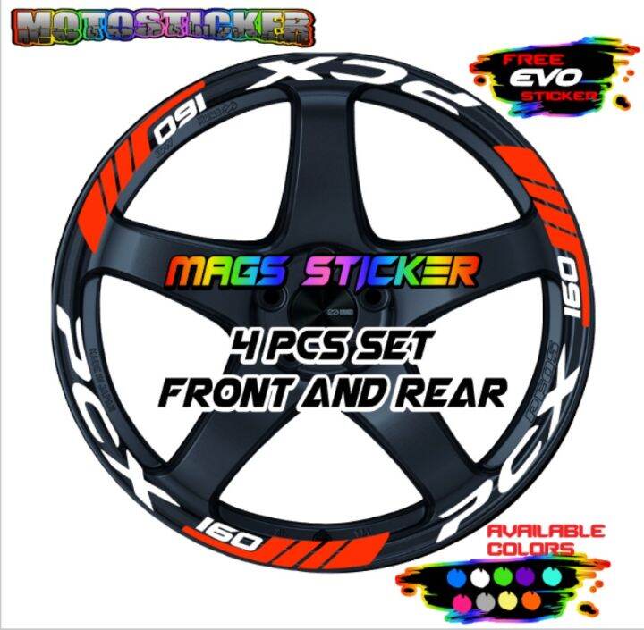 Honda Pcx 160 mags sticker 4pcs set front and rear sticker decals ...