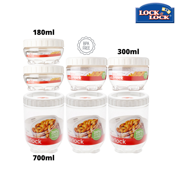 LocknLock 700ml*3+ 180ml*2+ 300ml*2 Stackable Interlock Food Container | Lazada Singapore