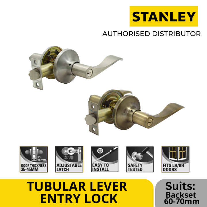 Stanley Tubular Lever Lock/ Backset 60/70mm Entrance/ Room Door Lock ...