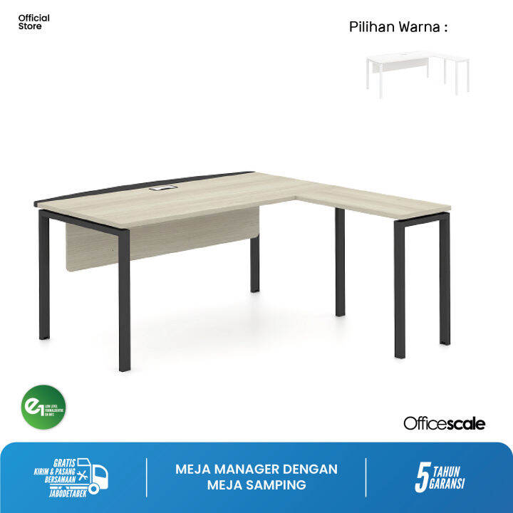 Meja Kerja Kantor | Meja Manager Panel Depan + Meja Samping Officescale ...