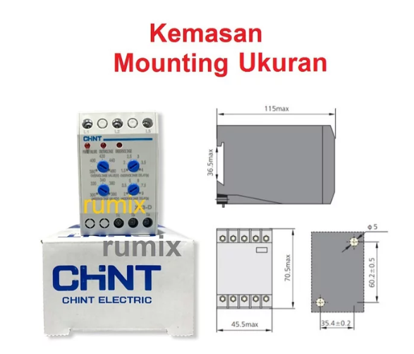 Promo Phase Failure Relay Chint XJ3-D Chint Xj3D 308V AC Over Under ...