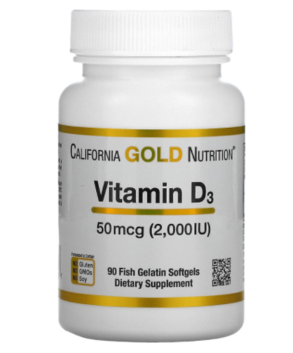 Authentic California Gold Nutrition, Vitamin D3, 125 mcg (5,000 IU), 90 ...