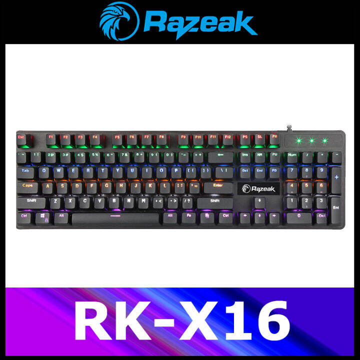 Razeak RK-X16 คีย์บอร์ดสำหรับเกม Hunter Semi Blue Switch Mechanical ...