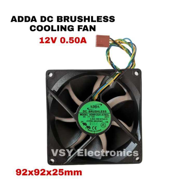 Original ADDA AD0912UX-A7BGL DC12V 0.50A 4-PIN/4-WIRE 92mm x 92mm 25mm ...