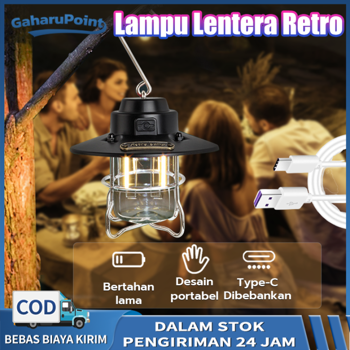 Lampu Tenda Retro Camping Lamp/Portable LED Camping Light 1000 Lumens ...