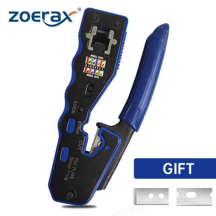 Zoerax RJ45 Crimping Tool Network Stripping Crimper Cable Connector ...