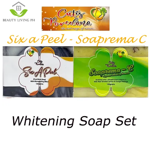CUTIS PORCELANA Whitening Soap SET SOAPREMA C and SIX A PEEL Soap ...