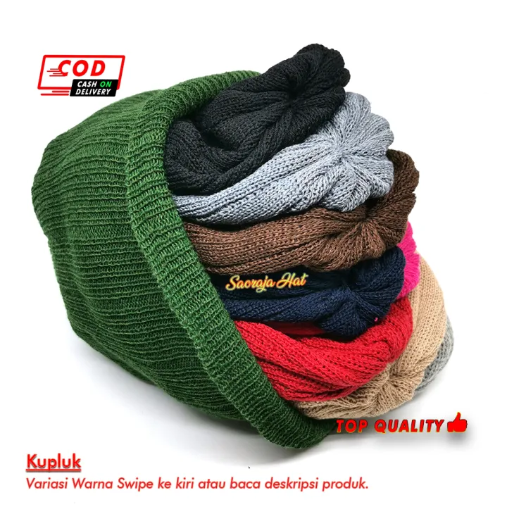 Kupluk Rajut Beanie Hat Polos Banyak Warna dan Sebo Satu tiga Lubang ...