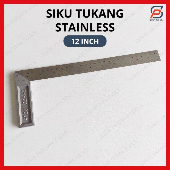 SIKU TUKANG 12 INCH STAINLESS STEEL PENGGARIS SIKU 30 CM 12" INCI | Lazada Indonesia