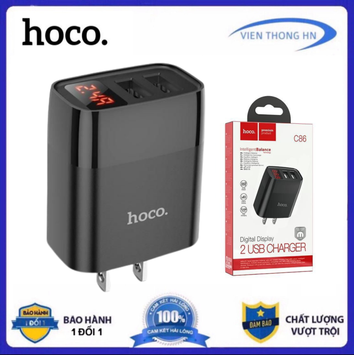 Củ Sạc 2 cổng usb chính hãng Hoco CK86 - Cục sạc có led siêu bền cho ...