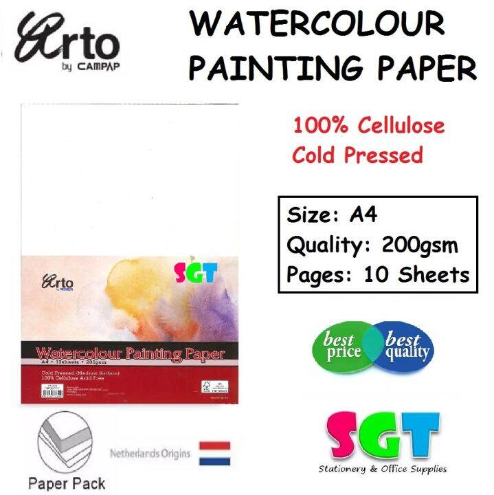 ARTO A4 Watercolour Paper 200 gsm - 10`s/pack | Lazada