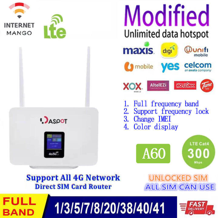 （100% new Modified) A60, 4G WIFI modem, 300M router, dual antenna 4G LTE wireless hotspot ...