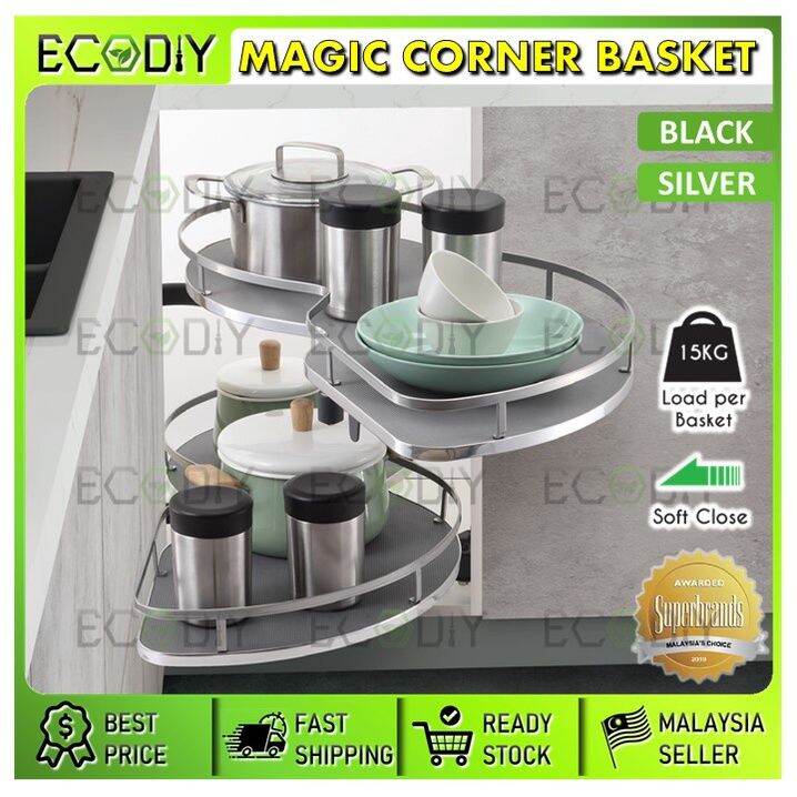 ECODIY Soft Close 900mm Magic Corner Basket M6012A Swivel Half Round ...