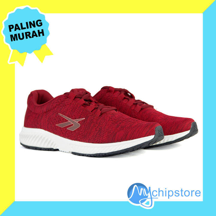 Sepatu Running Sneakers Pria Wanita Spotec Saga - Merah Tua Putih ...