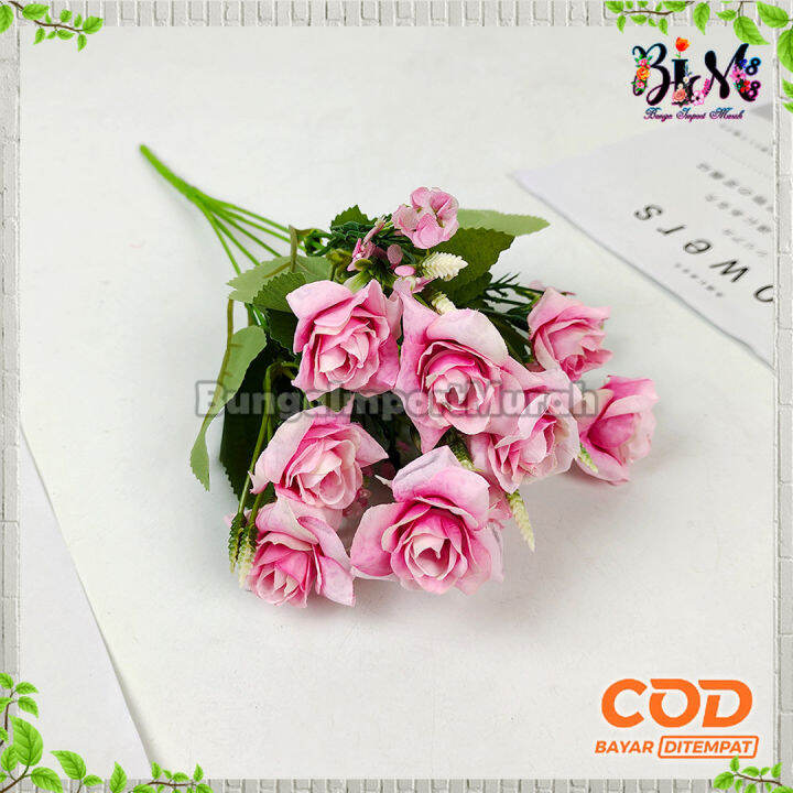 Bunga Mini Rose Panca Warna Cabang 5 Bunga Mawar Mini - bunga Imitasi ...