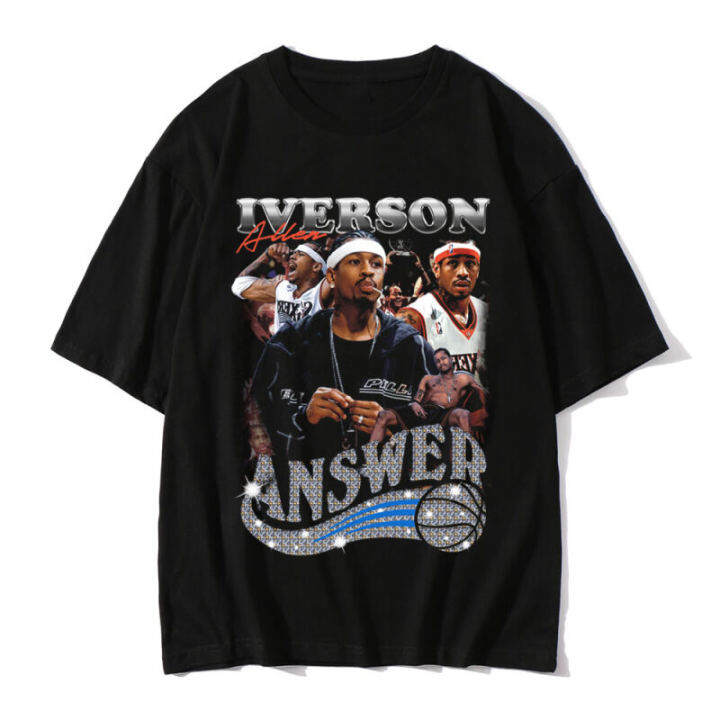 Tee♤ ALLEN Iverson เสื้อยืดแขนสั้นสไตล์ยุโรปและอเมริกา everson แขนสั้น ...