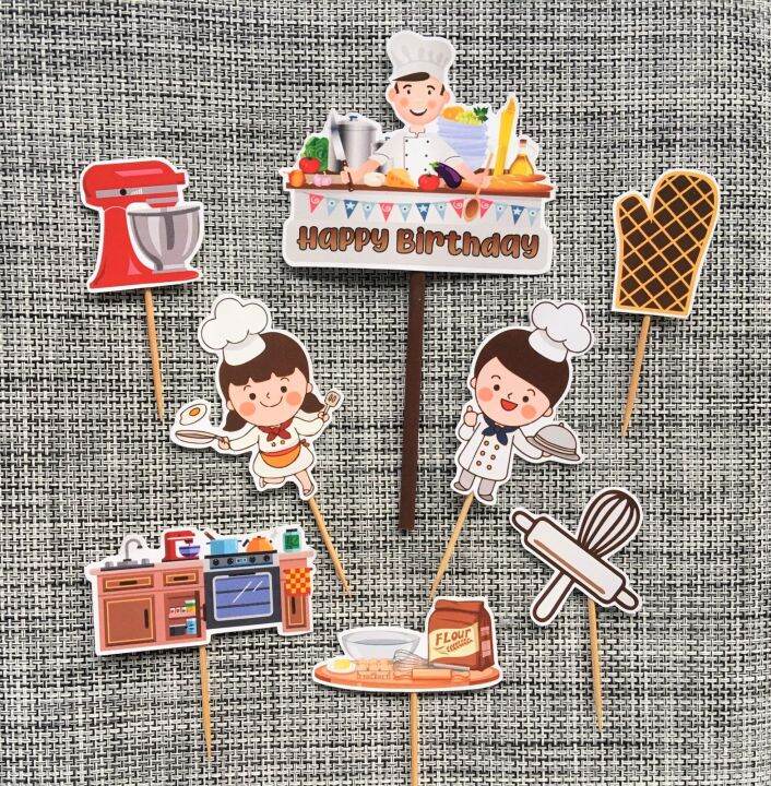 Topper CHEF cara cepat mudah hias cake pudding tumpeng hampers tema ...