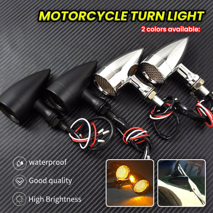 1pair Motorcycle Retro Bullet LED Turn Signal lamp Brake Light Mesh ...