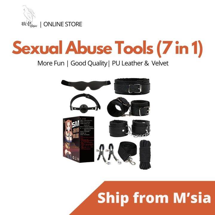 Sexual Abuse Tools【7 in 1】 Leather Plush SM Hand and Foot Copy Set Sex ...