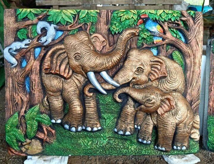 D019. ภาพช้างมงคล ติดผนัง ช้าง ภาพปูนปั้นติดผนัง ภาพช้างสวย ภาพสวย ภาพ ...
