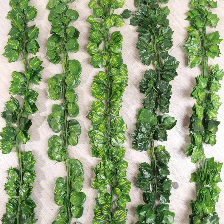 200cm Green Silk Artificial Hanging Ivy Leaf Garland Plants Vine Grape Leaves Home Garden Party ...
