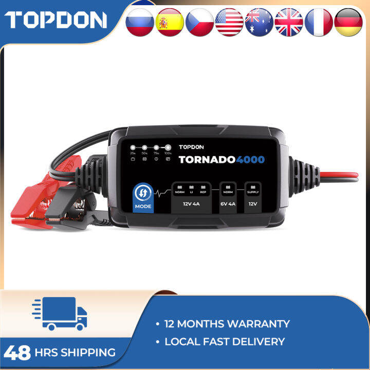 New Auto Parts TOPDON T4000C Car Battery Charger Maintainer Trickle ...
