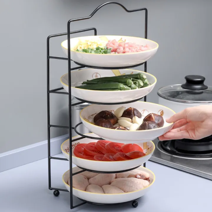 Kitchen side dishes wall hanging rack table top floor vegetable multi ...
