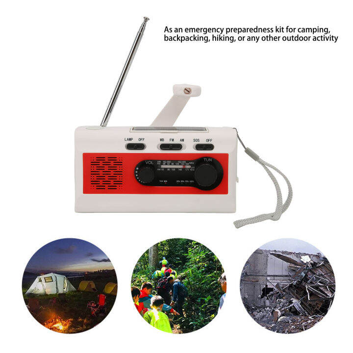 Radio engkol tangan surya, perlindungan IPX3 tahan air Radio darurat ...