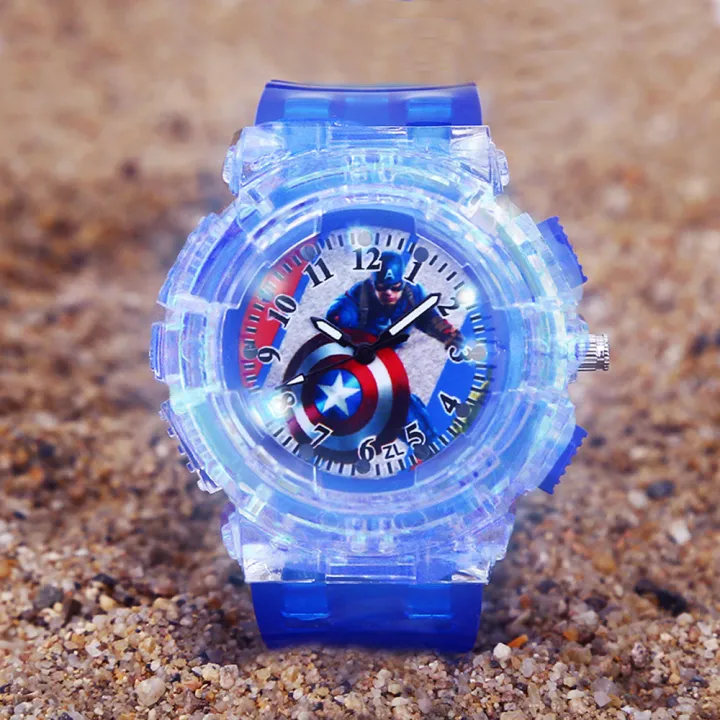 【KOO】Cartoon Watch Kid Glowing Watch Iron-Man Boy Flash Electronic ...