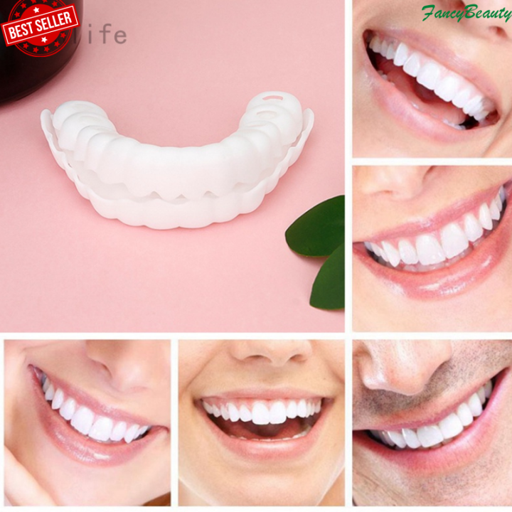 1pair Silicone Fake Teeth Upper False Fake Tooth Cover Snap On ...