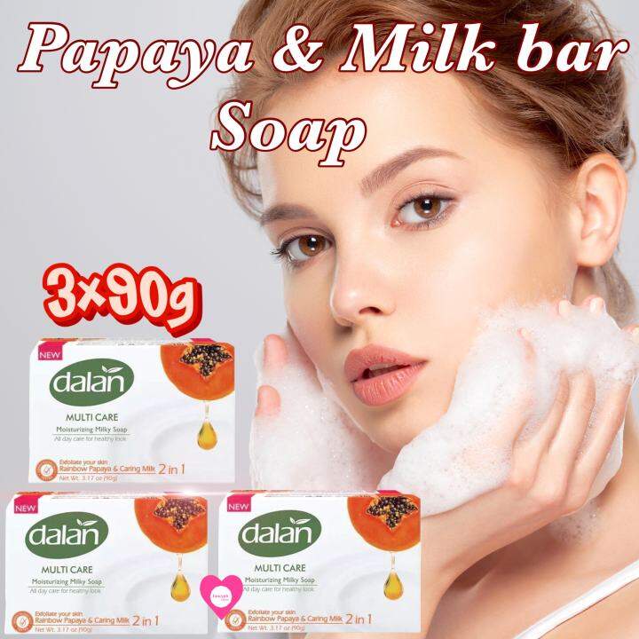 Dalan Rainbow Papaya & Caring Milk Bar Soap 3 x 90g | Lazada PH