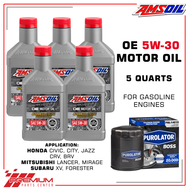 AMSOIL OE 5w-30 100% Synthetic Motor Oil 5 Quarts Bundle for Honda CRV ...