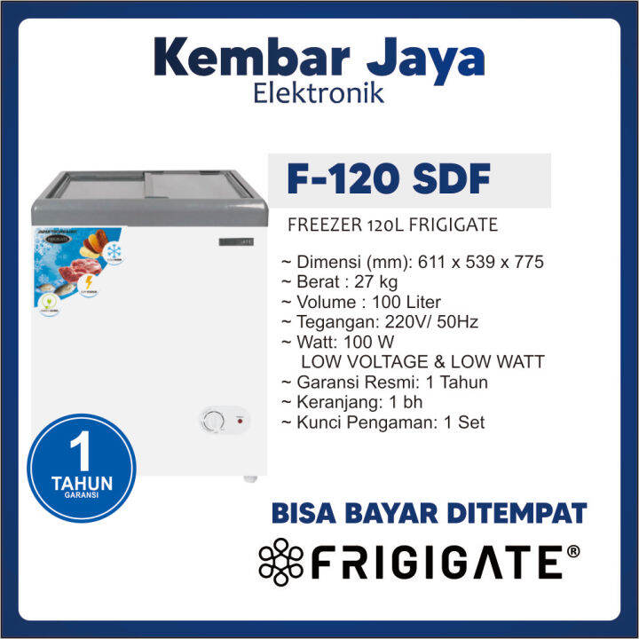 CHEST FREEZER Frigigate CF-120SDF 100Liter Sliding Door Frozen Food ...