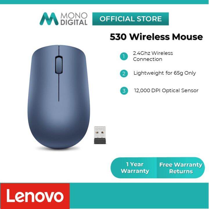 Lenovo 530 USB 2.4GHz Optical Sensor Wireless Mouse - 1,200 DPI ...