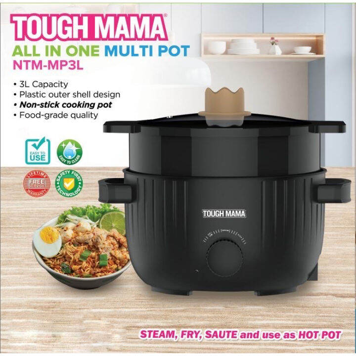 Tough Mama NTM-MP3L BLACK All IN ONE MULTIPOT Multicooker Non-stick ...