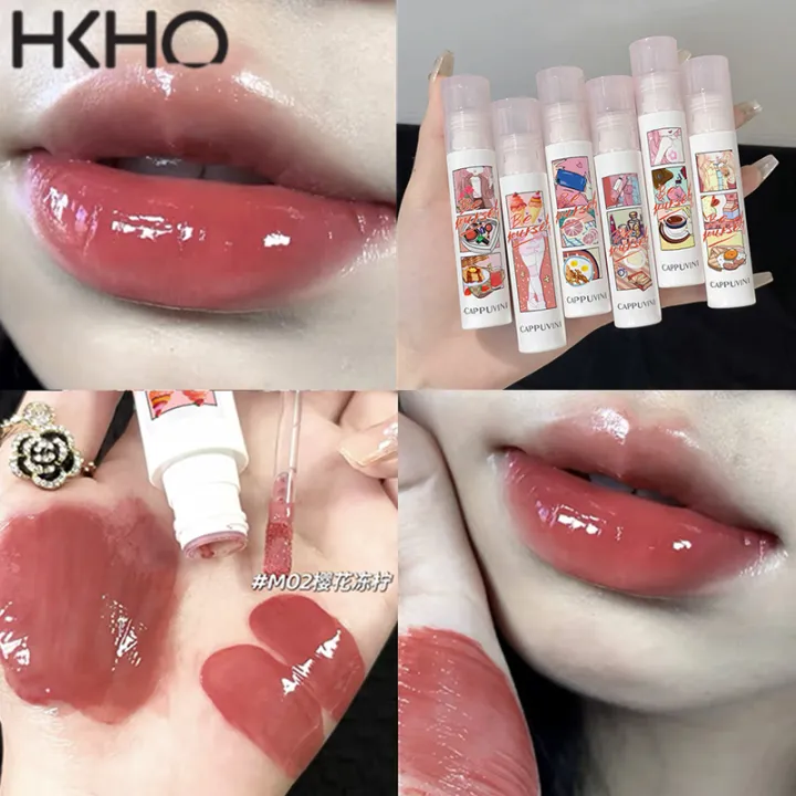 HKHO Cartoon Girl Mirror Water Light Lip Glaze Lip Gloss Moisturizing ...