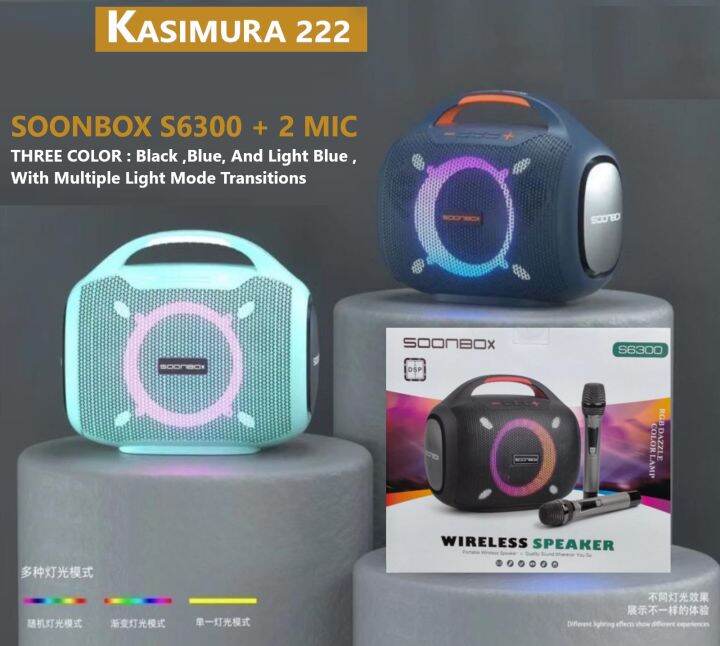Speaker Soonbox S6300 + 2 Microphone Premium Wireless karaoke Bluetooth 5.3 | Lazada Indonesia