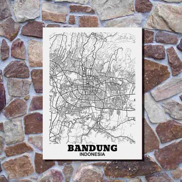 Peta Map Kota Bandung Poster - Hiasan Dinding - Bisa Custom Kotamu ...