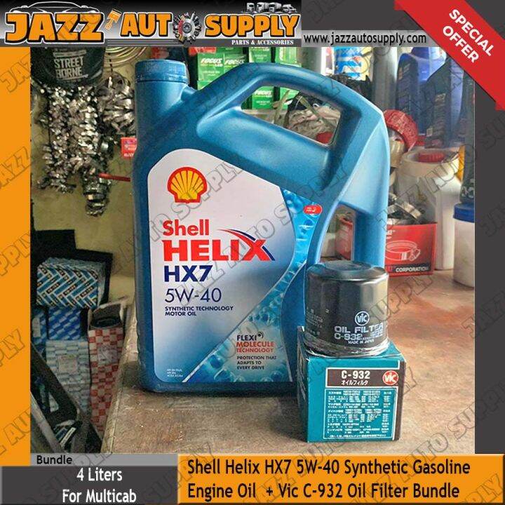 Shell Helix HX7 Gasoline 5W-40 Synthetic Engine Oil 4L + Vic C-932 Oil ...