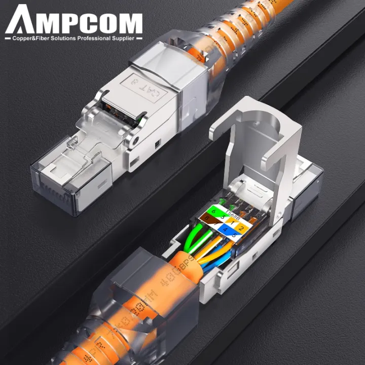 AMPCOM CAT8 Tool Free RJ45 Connector cat8 cat7 cat6a Reusable Ethernet ...