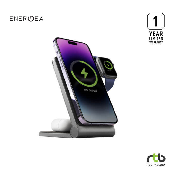 Energea แท่นชาร์จแม่เหล็กไร้สายแบบ 3-In-1 รองรับ MagSafe รุ่น MagTrio ...