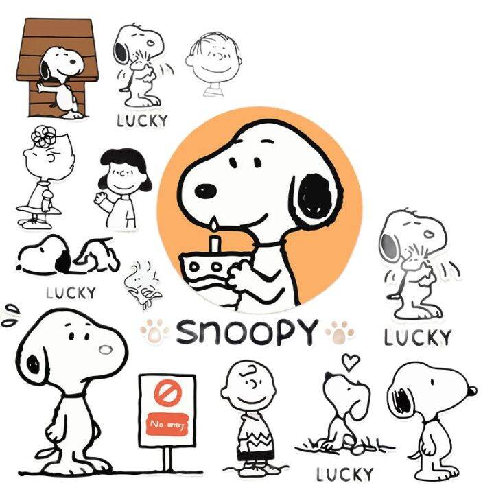 DJIG Store การ์ตูน Snoopy แล็ปท็อปสติกเกอร์ถ้วยน้ำ Ipad กีตาร์รถเข็น ...