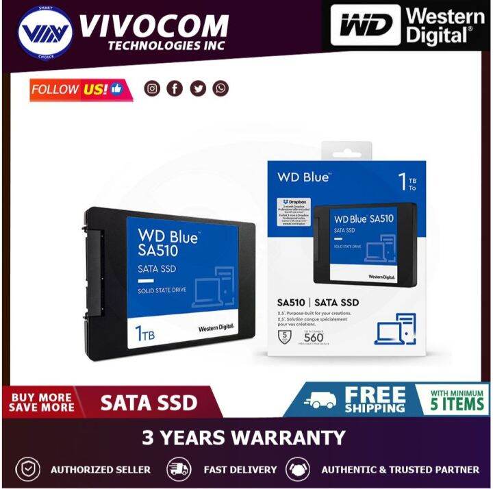 WESTERN DIGITAL (WD) BLUE 1TB SA510 SATA 6GB/s 2.5" (PN:WDS100T3B0A) | Lazada PH