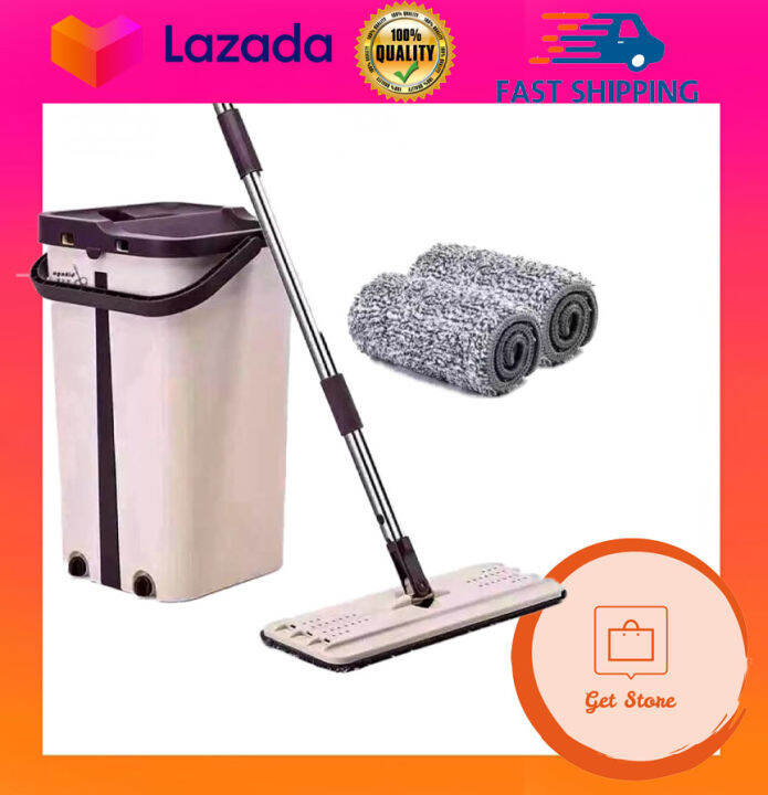 GET STORE | Mop 360° 2in1 Self-Wash Squeeze Dry Flat Mop Bucket w/ Free ...