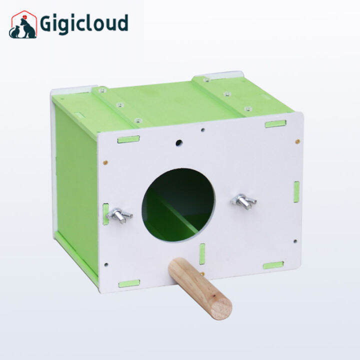 Gigicloud Parrot Wood Breeding Box Thermal Insulation Pets Bird House ...