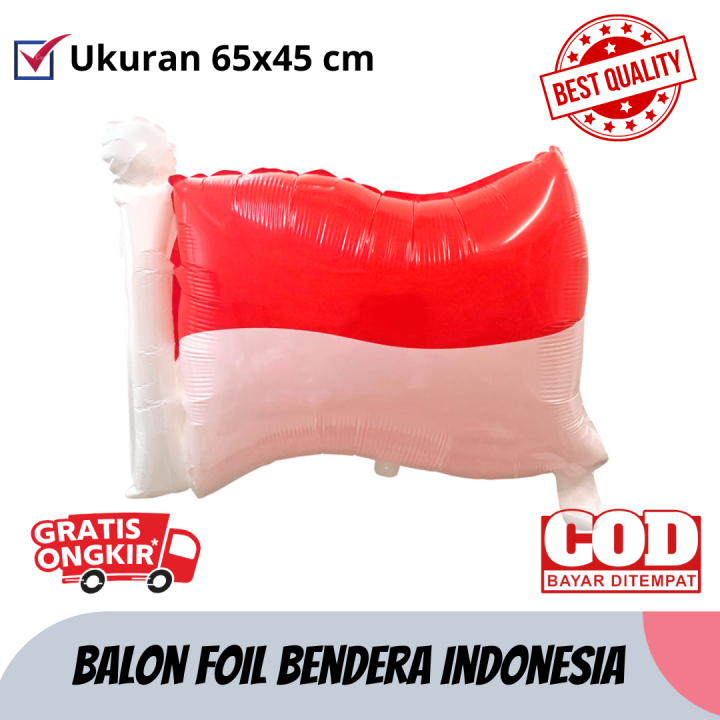 Balon Bendera Foil Dekorasi 17 Agustus Polos/ Hiasan Merah Putih HUT RI ...