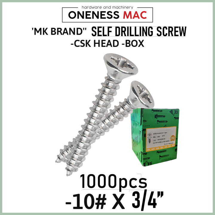 ''MK BRAND'' SELF DRILLING SCREW -DS-FH 420 #08 X 3/4'' -ZPH -1 BOX ...